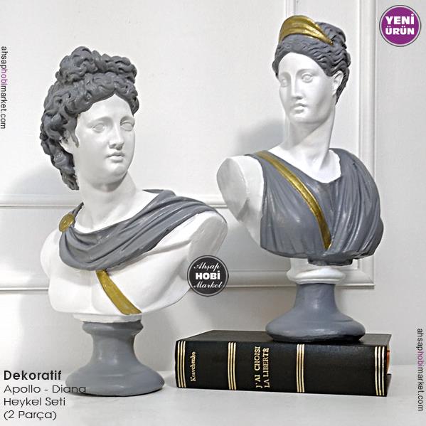 Dekoratif Antik Apollo Diana Heykel Seti (2 Parça) - Ahşap Hobi Market
