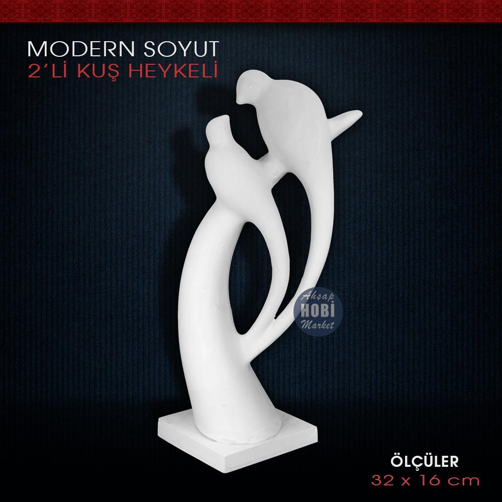 Modern Soyut Kuşlar Heykel Biblo (32X16 cm) Ham Polyester - Ahşap Hobi Market
