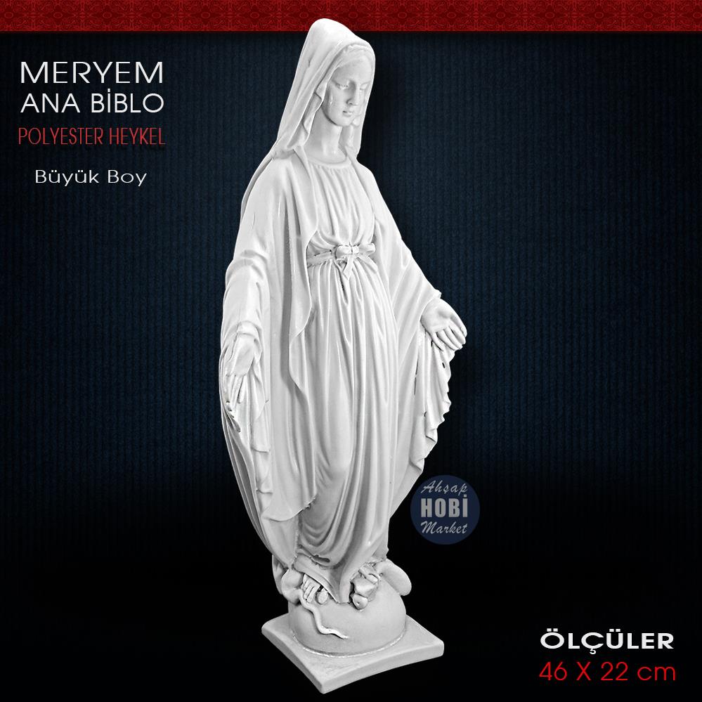 Meryem Ana Biblo Büyük Boy (46x22 cm) Ham Polyester - Ahşap Hobi Market