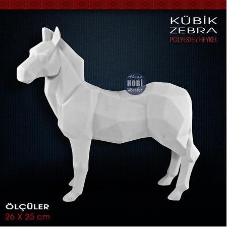 Kübik Zebra Biblo Heykeli (26x25 cm) Ham Polyester - Ahşap Hobi Market