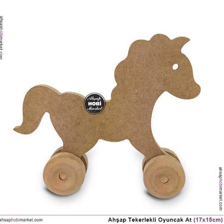 Ahşap Oyuncak Tekerlekli At (17x15cm) - Ahşap Hobi Market